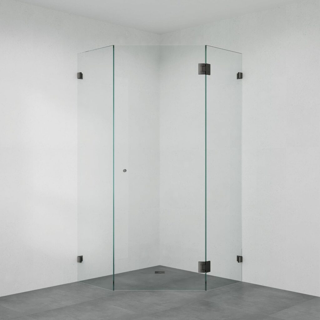 Frameless 904 Splayed Shower Screen - Cortani Interiors