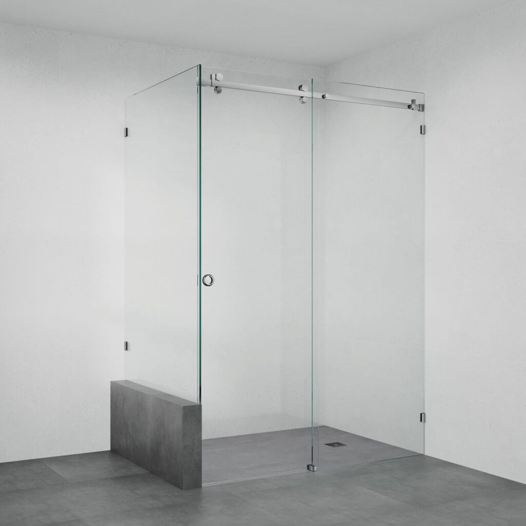Frameless 992R Sliding Shower Screen with Hob Return - Cortani Interiors